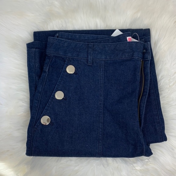 kate spade | Jeans | Kate Spade Brand New Denim Button Trouser Wide Leg ...